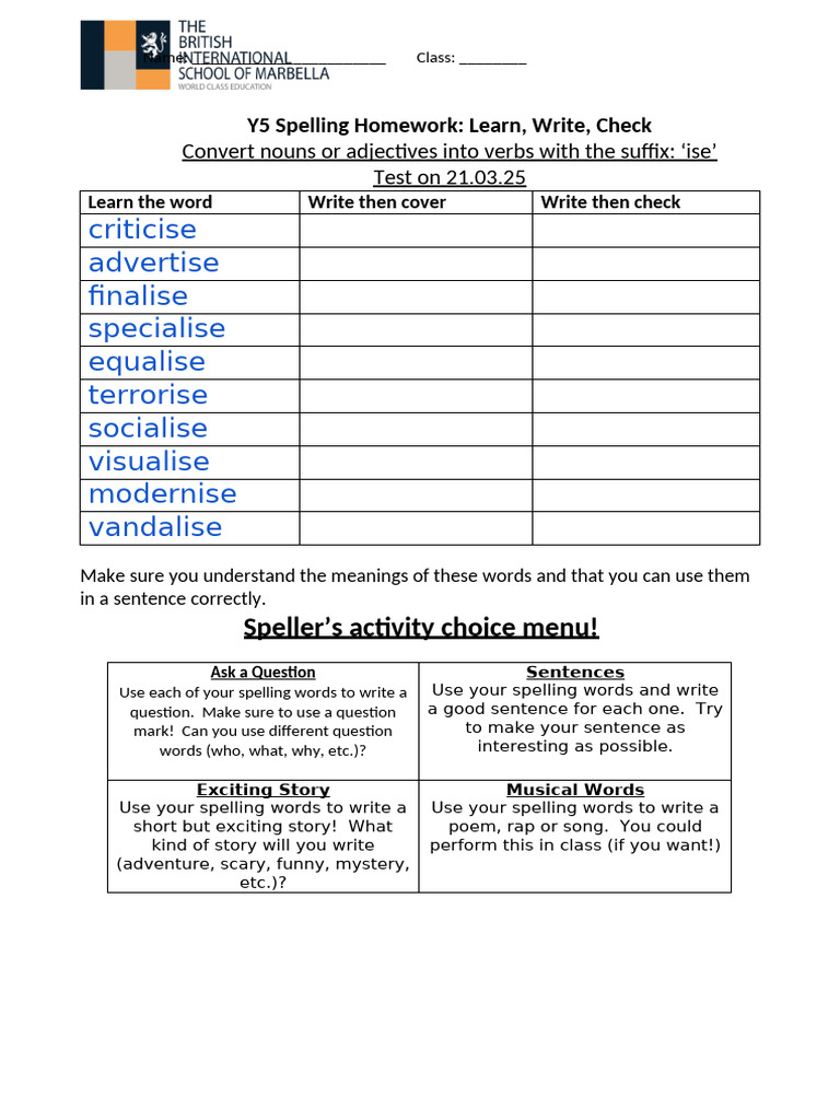 Y5 Spelling-Test On 21.03.25 | PDF
