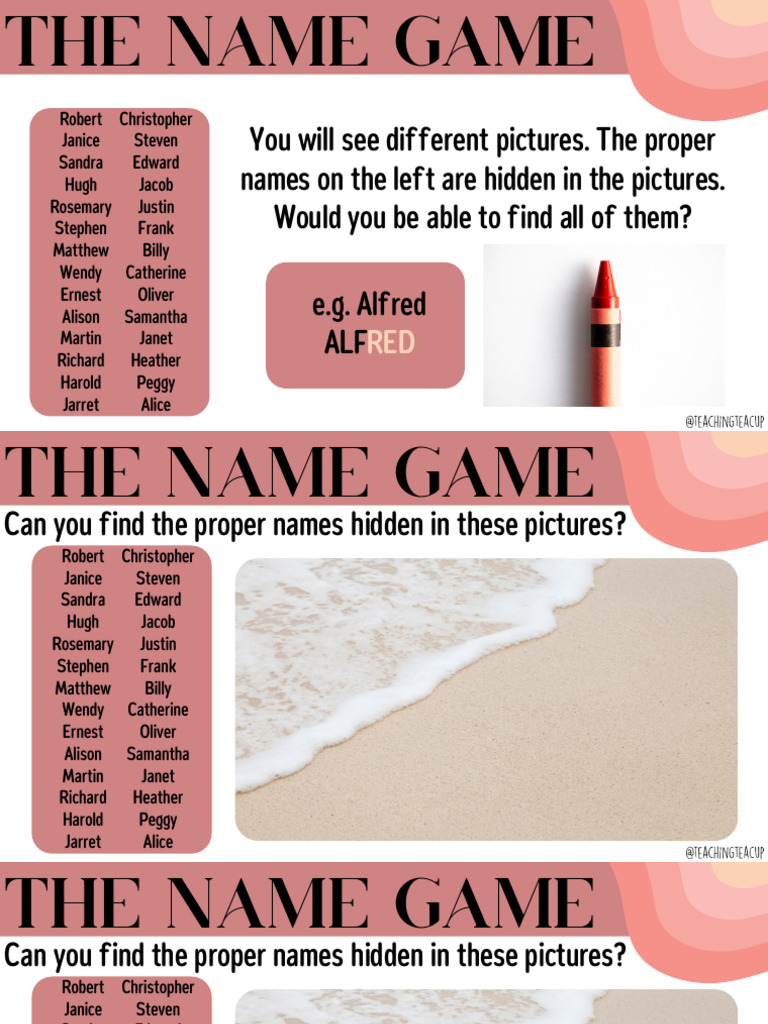 Find Hidden Names in Pictures | PDF