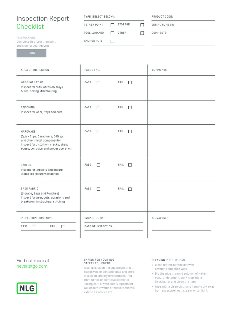 Safety Lanyard Inspection Checklist | PDF | Materials