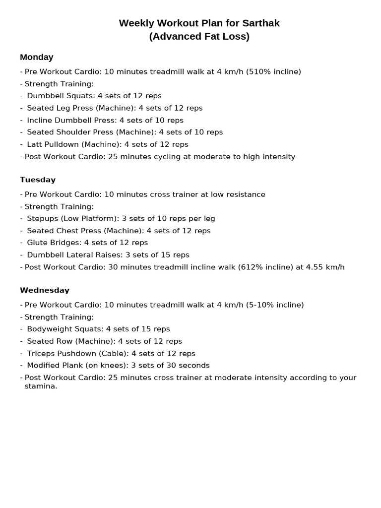 Advanced_Weekly_Workout_Plan_for_Sarthak | PDF