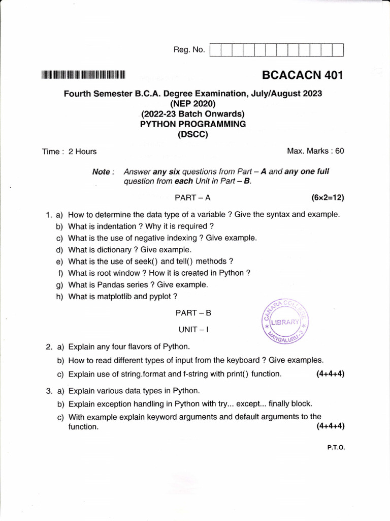 NEP BCA IV Sem Python Programming | PDF | Software | Computer Science