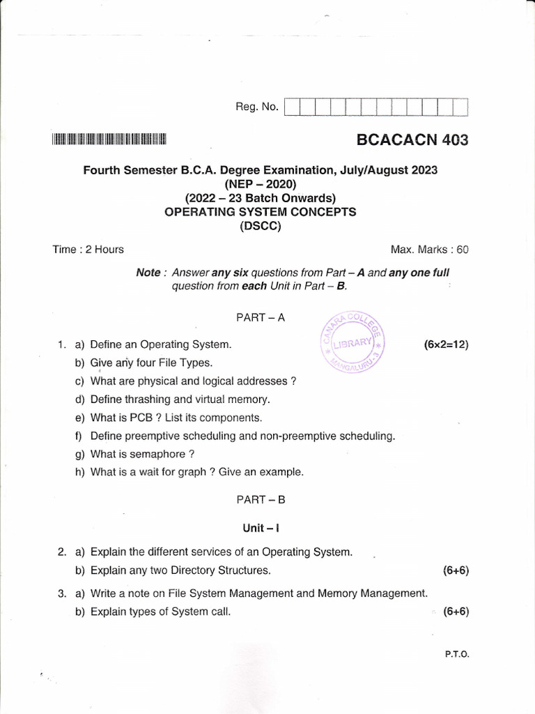 NEP BCA IV Sem Operating System Concepts | PDF | Scheduling (Computing) | System Software