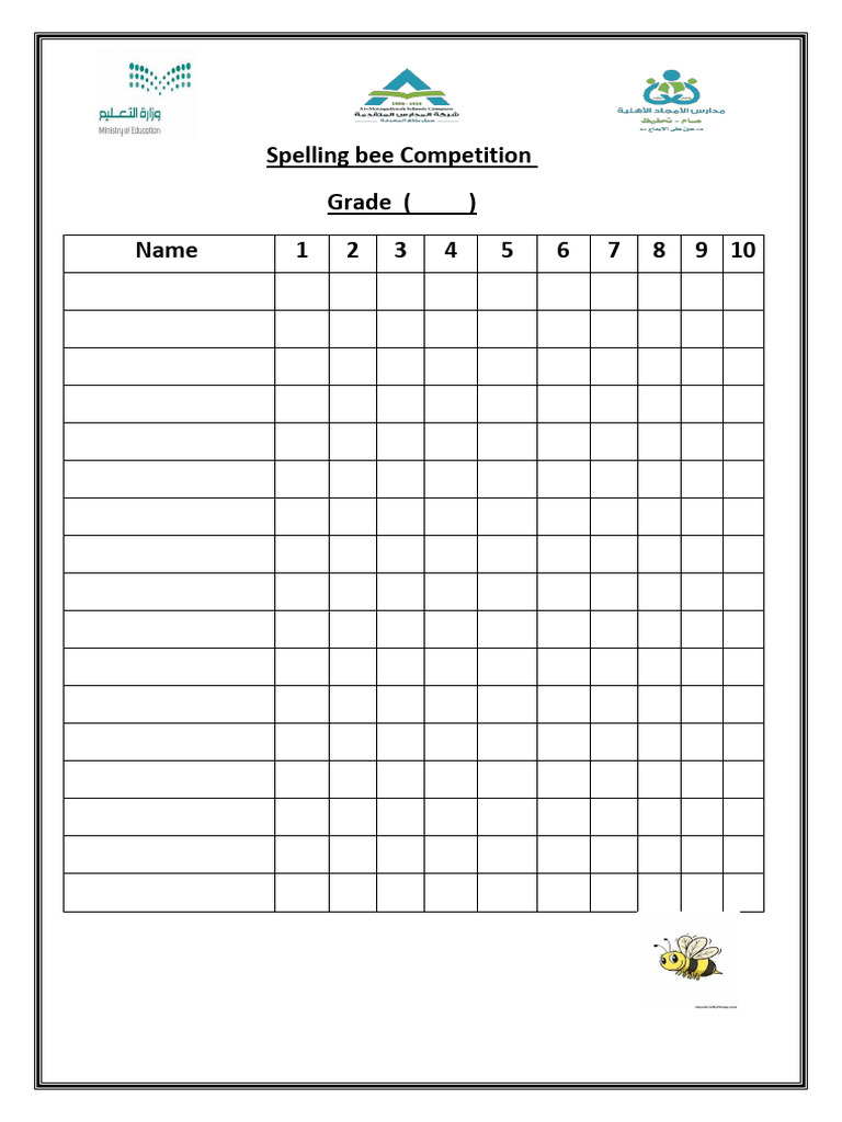 Spelling Bee Competition | PDF
