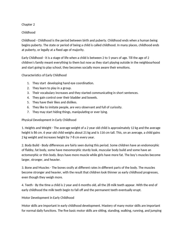 Chapter 2 Home Science Notes | PDF | Early Childhood | Child Development
