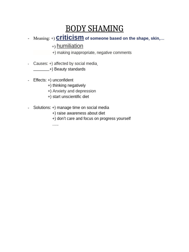 Understanding Body Shaming: Causes & Solutions | PDF