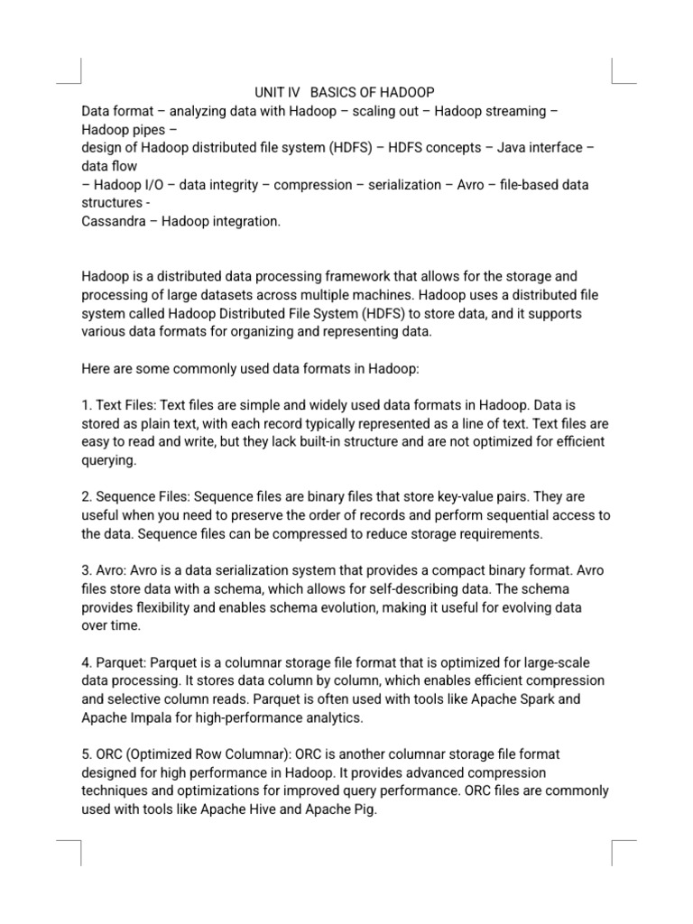 Unit IV Basics of Hadoop | PDF | Apache Hadoop | Map Reduce