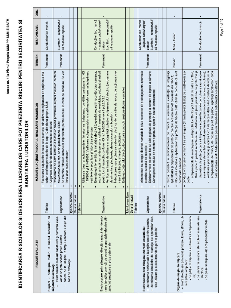 Anexa 1 Plan SSM | PDF