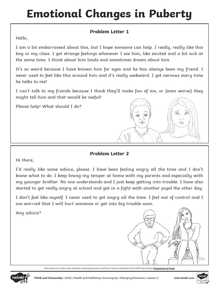 T LF 2549711 Rshe Emotional Changes During Puberty Problem Letters ...