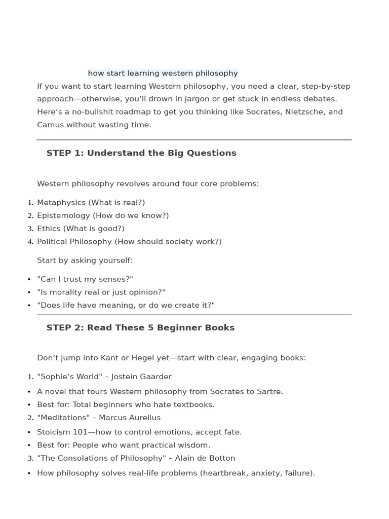 Beginner's Guide to Western Philosophy | PDF | Existentialism | Western ...