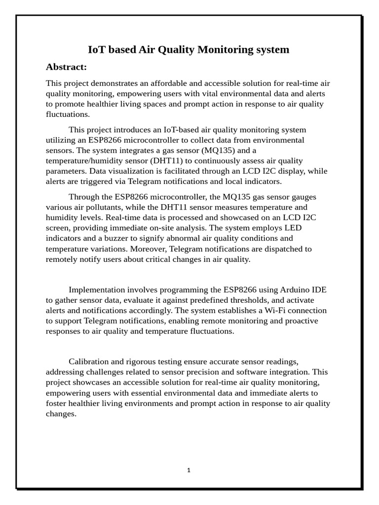 Iot Air Quality Monitoring Documentation | PDF | Sensor | Environmental ...