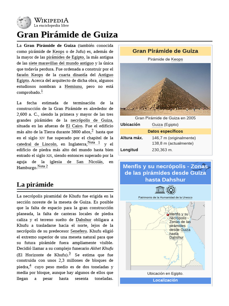Gran Pirámide de Guiza | PDF | Antiguo Egipto