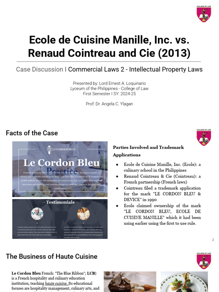 Ecole de Cuisine Manille, Inc. vs. Renaud Cointreau and Cie | PDF ...