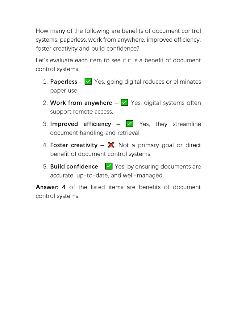 How Many of The Following Are Benefits of Document Control Systems | PDF