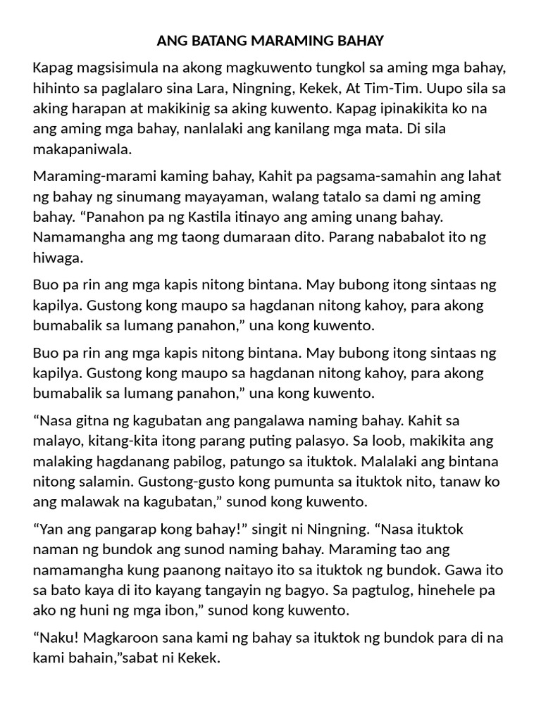 Ang Batang Maraming Bahay | PDF