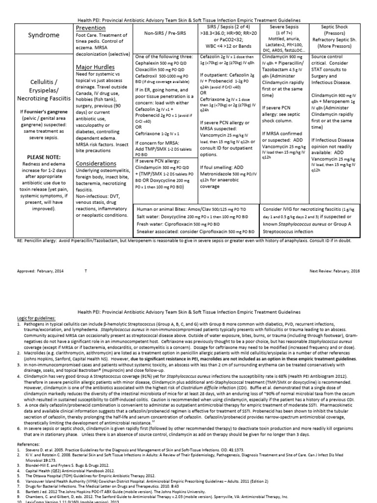 Skin and Soft Tissue Infection Empiric Treatment Guidelines | PDF | Staphylococcus Aureus ...