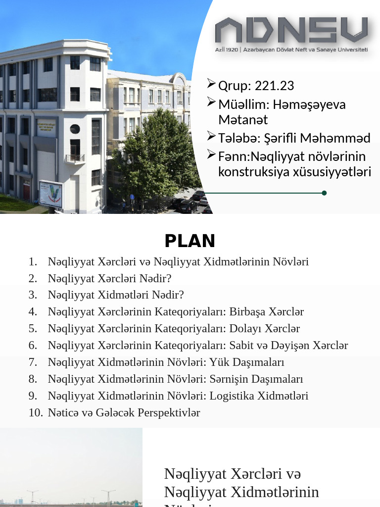 Neqliyyat Xercleri Ve Neqliyyat Xidmetlerinin Novleri | PDF