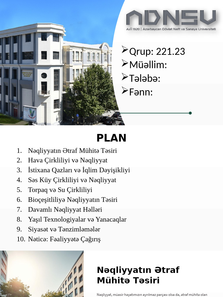 Neqliyyatin Etraf Muhite Tesiri | PDF