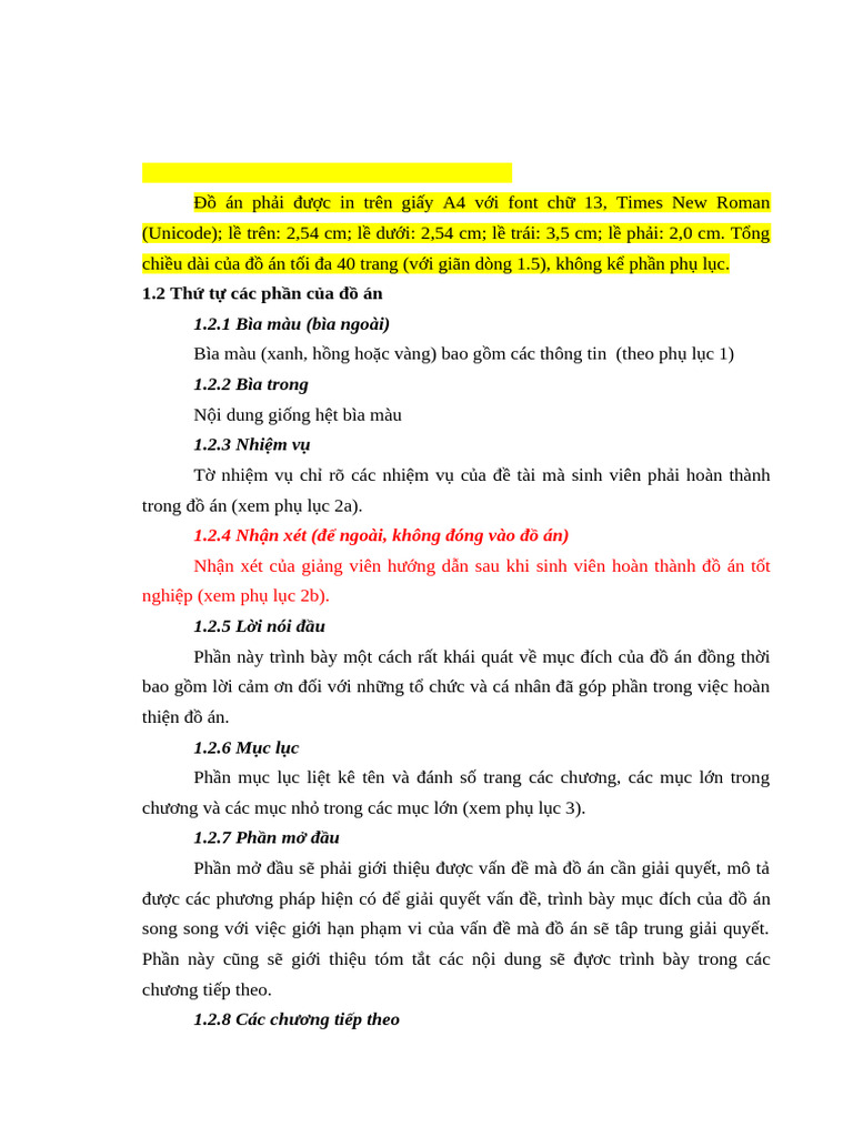 HUONG DAN TRINH BAY DATN-file 1 | PDF