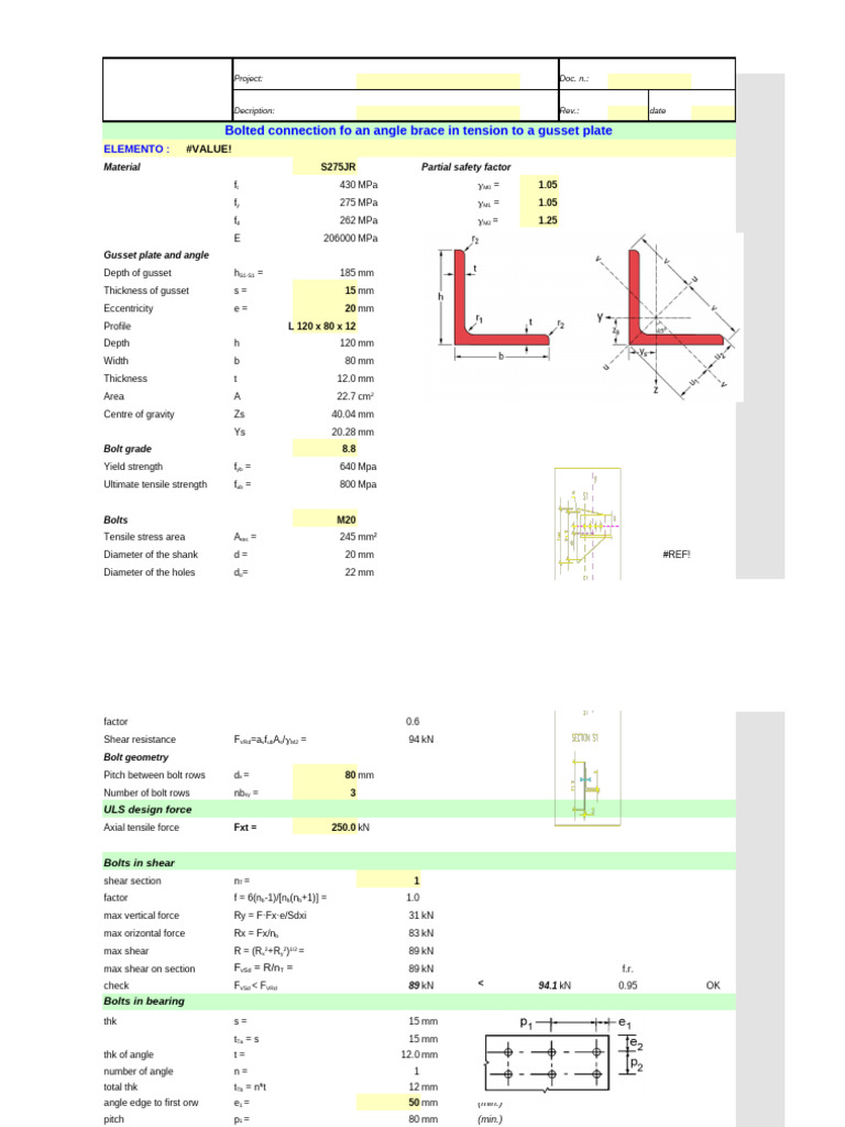 Bolted Connection Angle Brace Tension | PDF | Screw | Materials Science