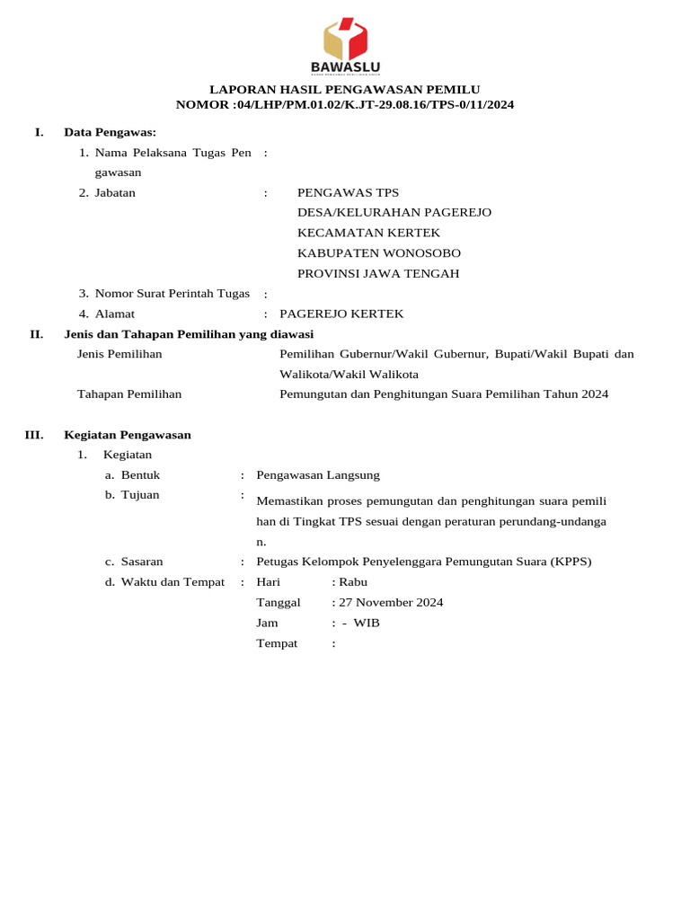 4 Form A Pelaksanaan Pemungutan Suara Dan Penghitungan Suara | PDF