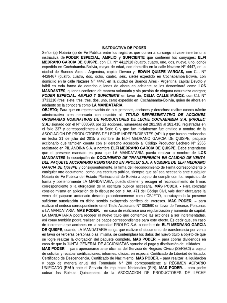 Poder Via Consulado Otorgado Por Ambos Conyuges | PDF | Compartir ...