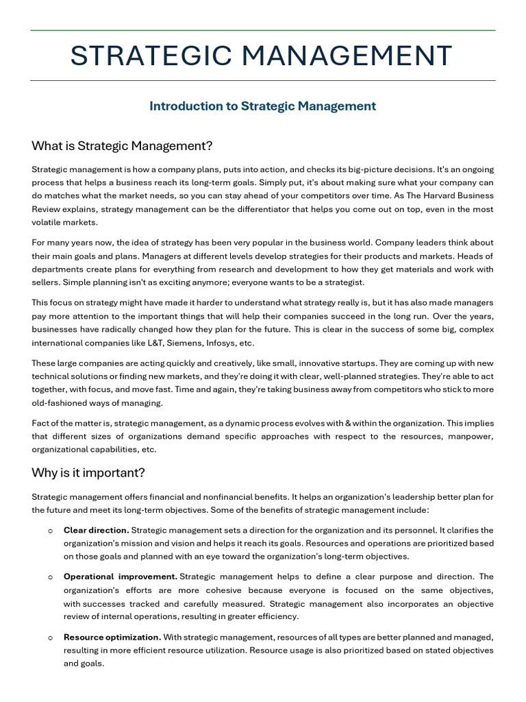 Understanding Strategic Management Basics | PDF | Strategic Management ...