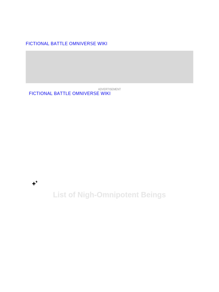 Nigh-Omnipotent Beings in Fiction | PDF | Comics