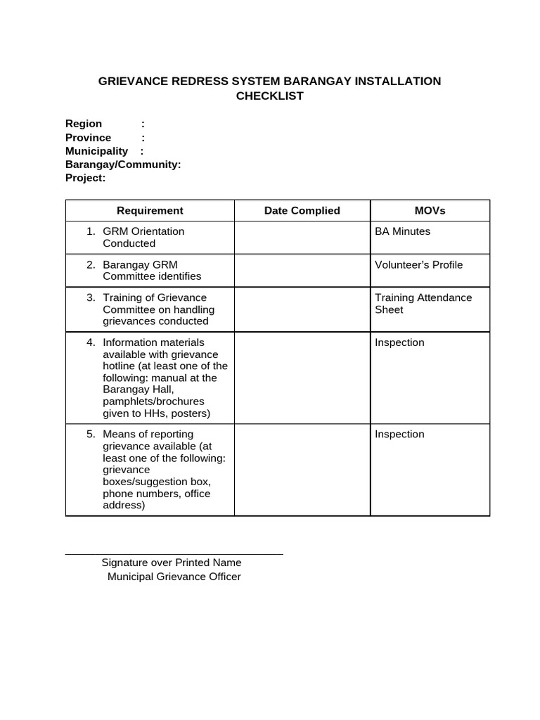 Installation Checklist | PDF