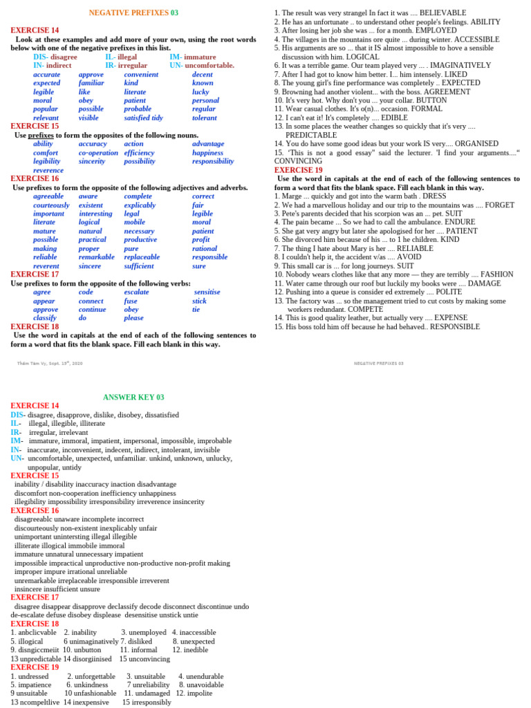 56820.Word Formation - Negative Prefixes (3) | PDF | Linguistic ...