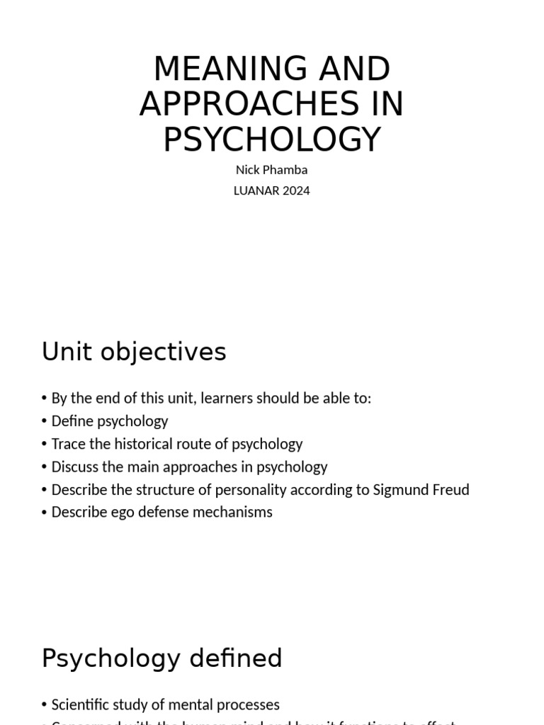 Unit 1 Meaning and Approaches in Psychology | PDF | Psychology ...