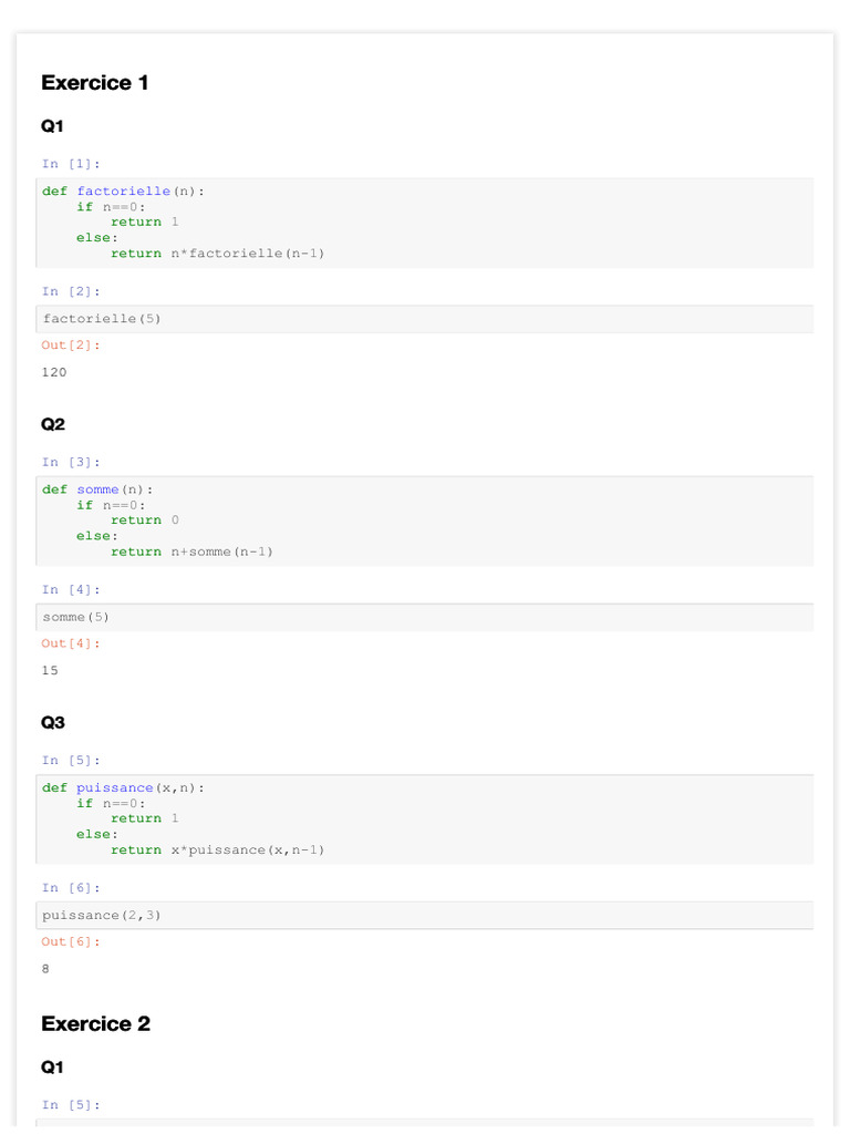 TP_La Récursivité_Correction_ | PDF