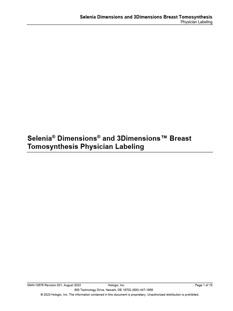 Selenia & 3Dimensions Breast Tomosynthesis | PDF | Mammography ...
