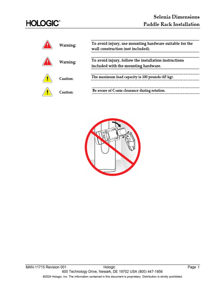 Selenia Dimensions Mammography System Paddle Rack Installation (MAN ...