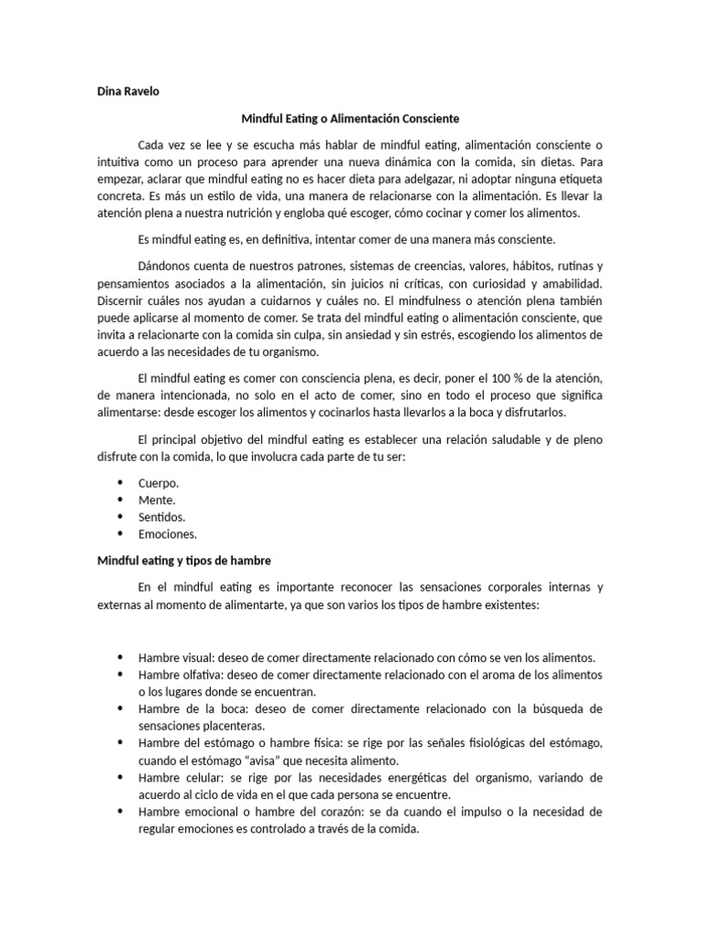 Mindful Eating o Alimentación Consciente | PDF | Mente | Las emociones