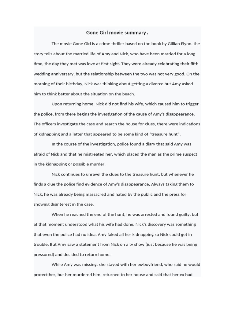 Gone Girl Movie Summary | PDF