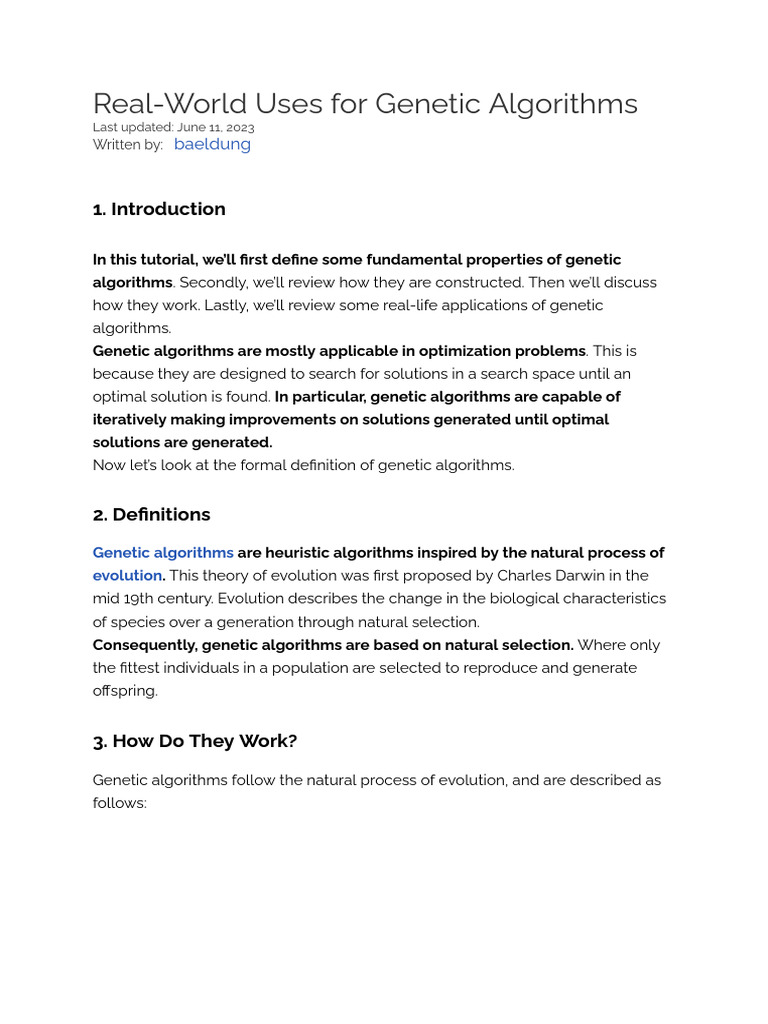 Real-World Uses For Genetic Algorithms | PDF | Genetic Algorithm | Natural Selection