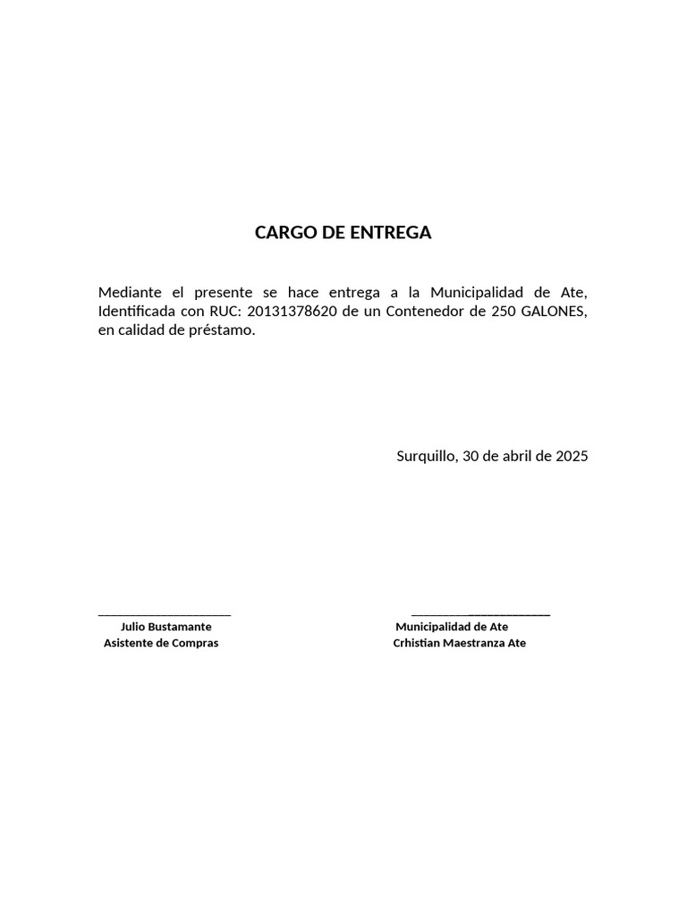 Cargo Entrega de Celular | PDF