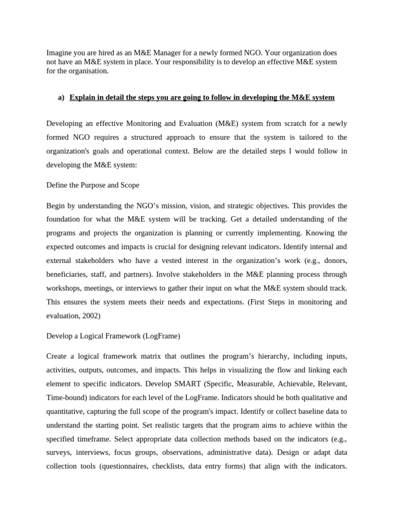 M&e Group 1 Assignment Revised | PDF | Survey Methodology | Sampling ...