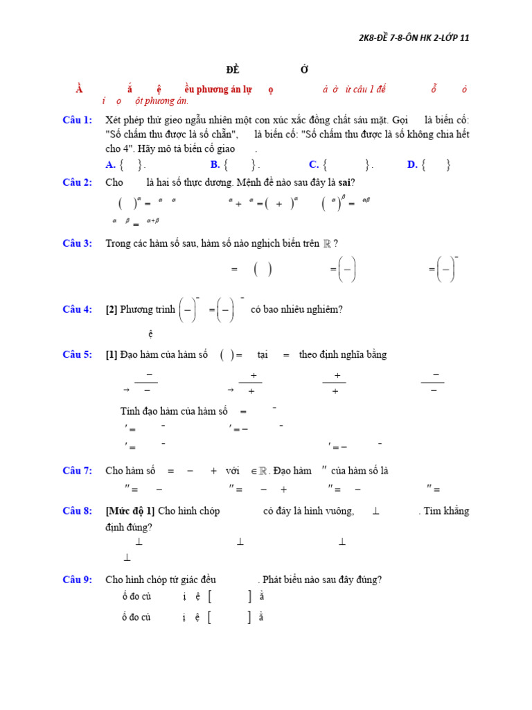 2K8 ĐỀ 7 8 ÔN HK 2 | PDF