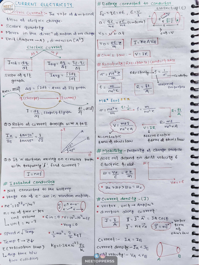 Current Electricity Short Notes | PDF