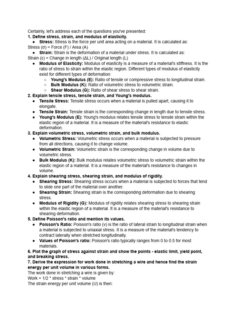 Wagh Elasticity Theory QB Sol | PDF | Young's Modulus | Elasticity (Physics)