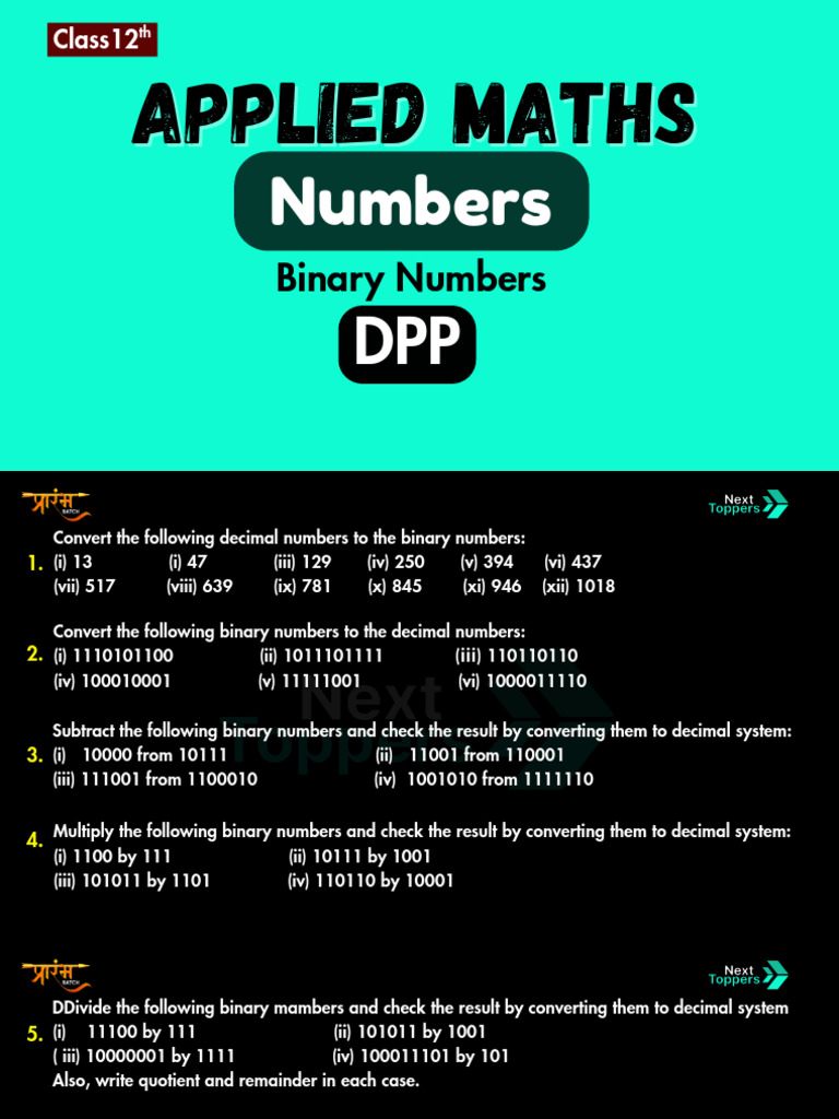 Binary to Decimal Conversion Exercises | PDF