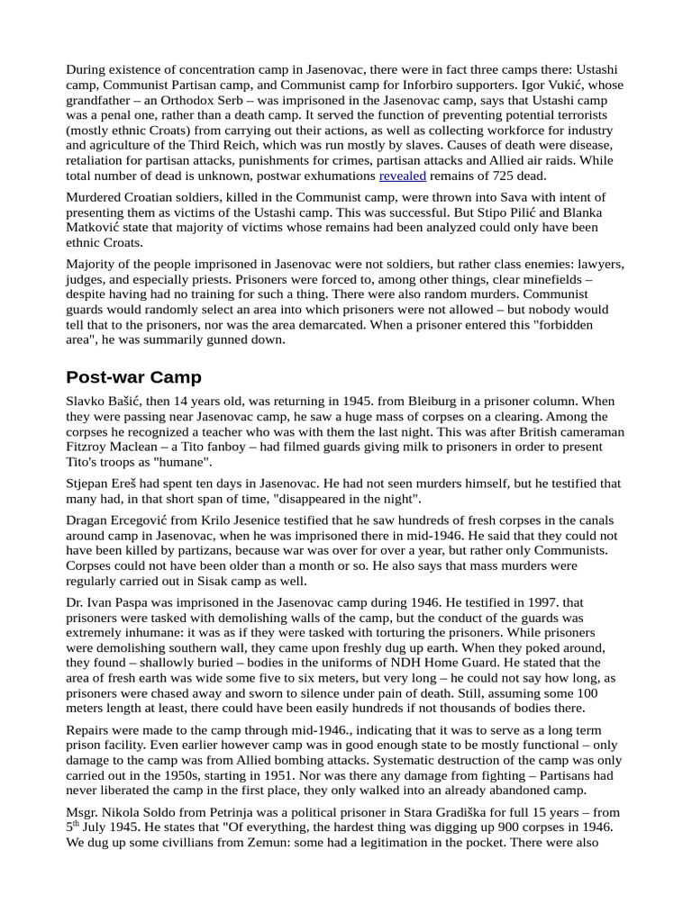 Communist Camp in Jasenovac | PDF