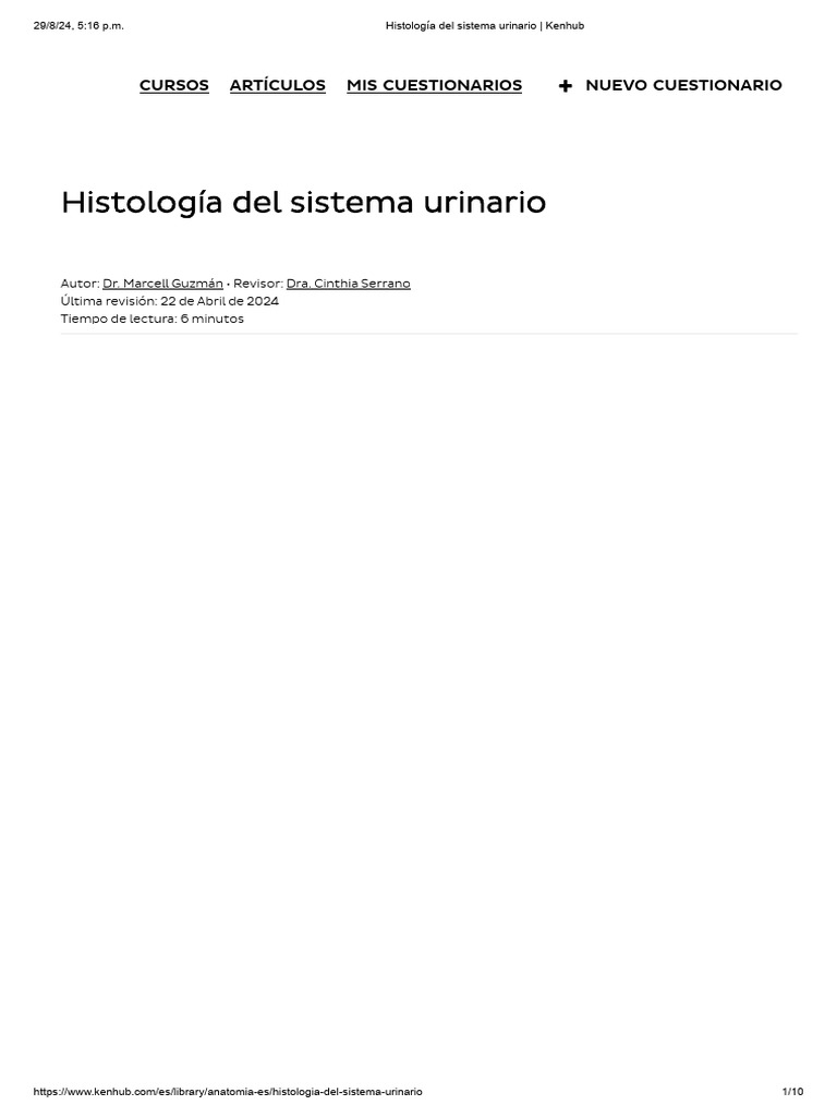 Histología del sistema urinario _ Kenhub | PDF | Sistema urinario | Riñón