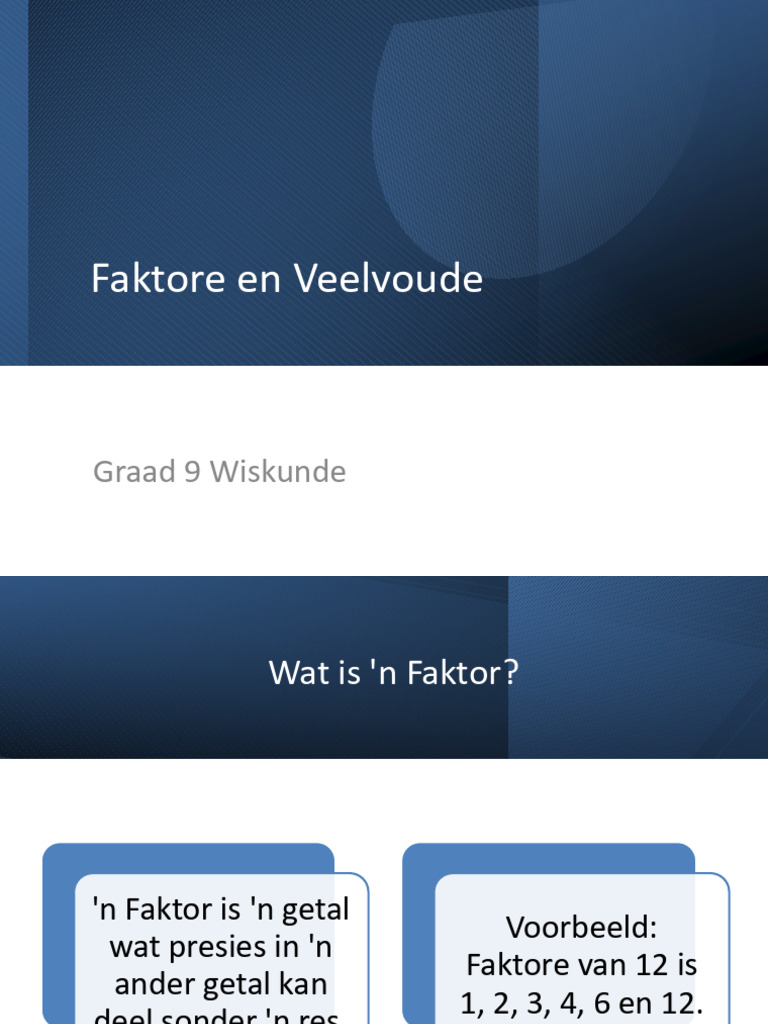Faktore en Veelvoude Graad9 | PDF