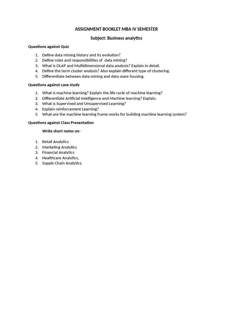 Booklet MBA IV MBA 402 - GE-08 Business Analytics | PDF