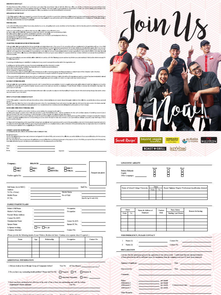 Job Application Form (Outlet) - NEW A5 | PDF