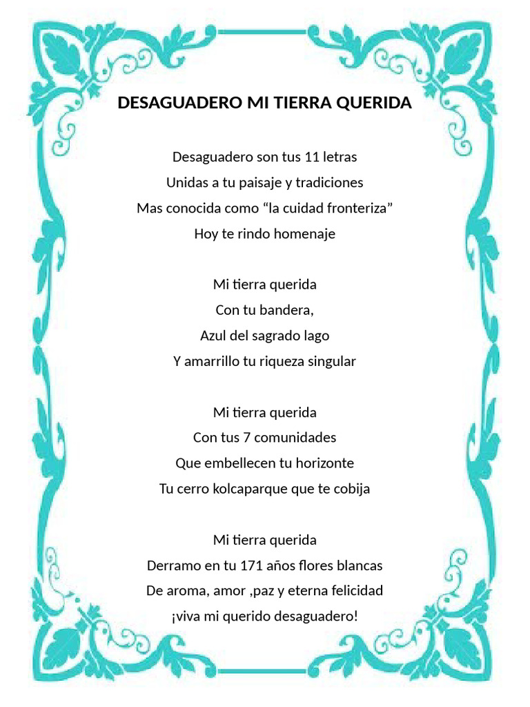 Desaguadero Mi Tierra Querida | PDF