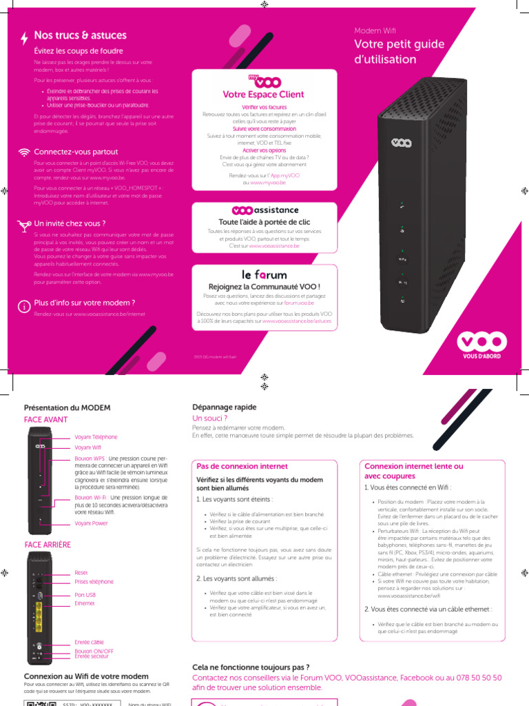 Guide d'utilisation du modem VOO | PDF | Wi-Fi | Informatique