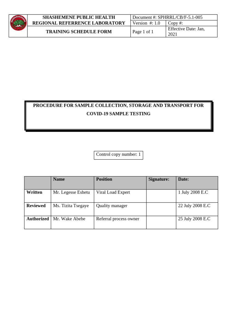 DNA PCR SOP2 (COVID-19 Sample Collection) | PDF